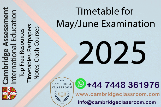 CAIE International AS Level Exams Timetable MayJune 2025