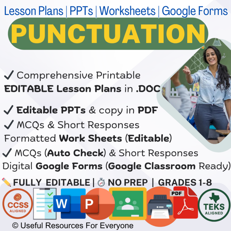 Punctuation Bundle: 11 Editable Lessons, PPTs & Grammar Kit