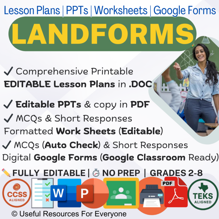 Landforms Bundle: 13 Editable Lessons, PPTs & Earth Science Kit